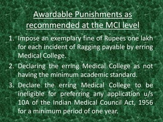 Presentation on Ragging - A menace (1).ppt | Law