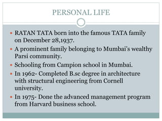 Presentation on ratan tata | PPTX