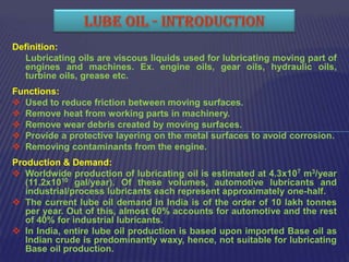 Presentation on re refining of lubricating oil by avadhut ,pravin ...