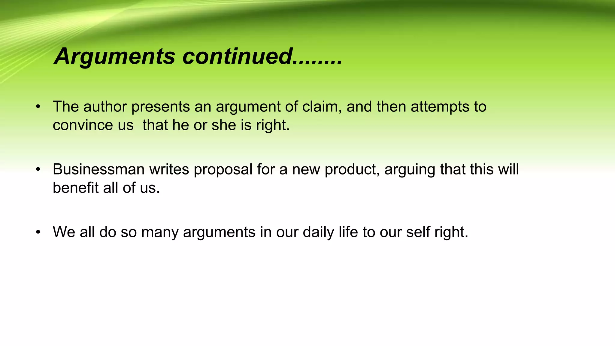 Presentation on Reading Arguments | PPTX