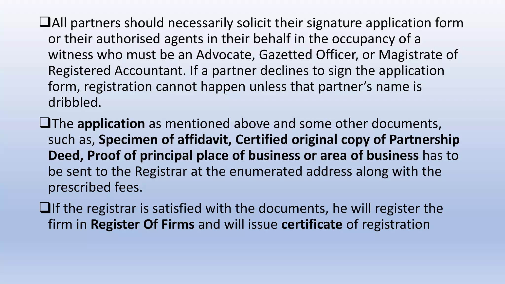 Presentation on registration of a partnership firm | PPTX