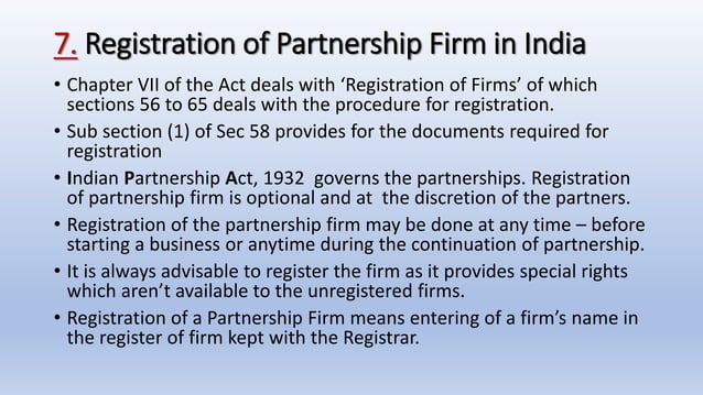 Presentation on registration of a partnership firm | PPTX | Legal ...