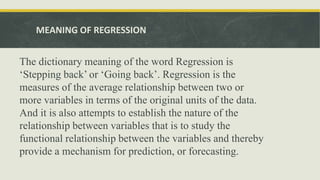 Presentation on regression analysis | PPTX | Technology & Computing