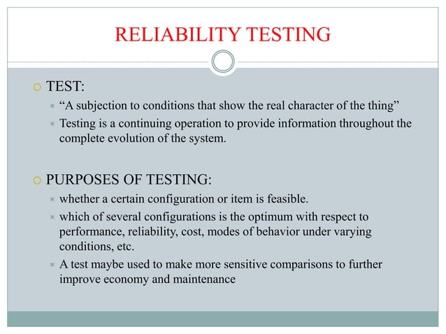 Presentation on reliability engineering | PPTX | Standardized Testing ...