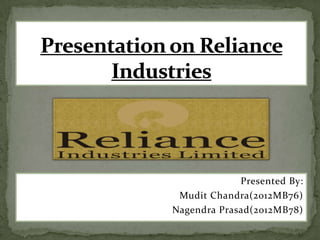 Presentation on reliance industries | PPTX