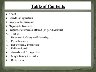Presentation on reliance industries | PPTX