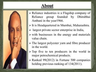 Presentation on reliance industries | PPTX