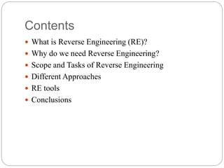 Presentation on reverse engineering | PPTX
