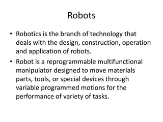 Presentation on robotics | PPTX