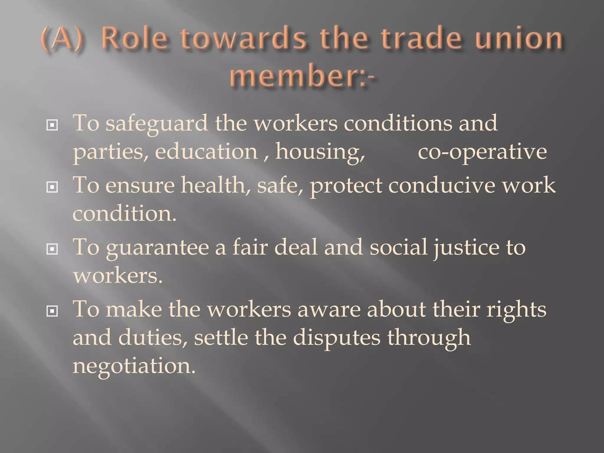 Presentation on roles of trade union | PPTX