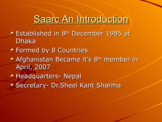 Presentation on saarc | PPT