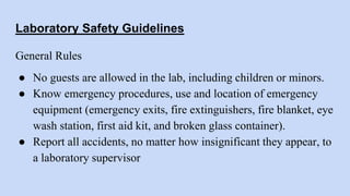 POWER POINT PRESENTATION ON SAFETY IN THE LABORATORY DONE AT THE ...