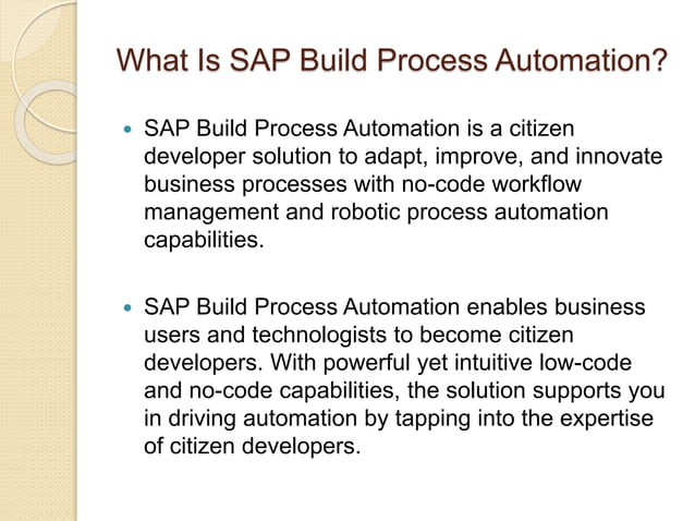 Presentation On Sap Btp Sap Build Process Automation By Anurag