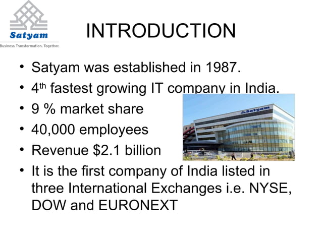 Presentation On Satyam Scam | PPT