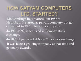 Presentation on satyam scam | PPT