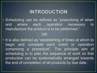Scheduling Topic of Production and Operations | PPT