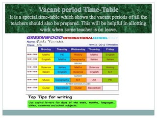 Presentation on school time table | PPTX
