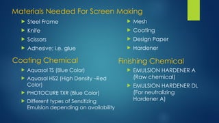 Presentation on Screen Making - Textile Printing | PPTX