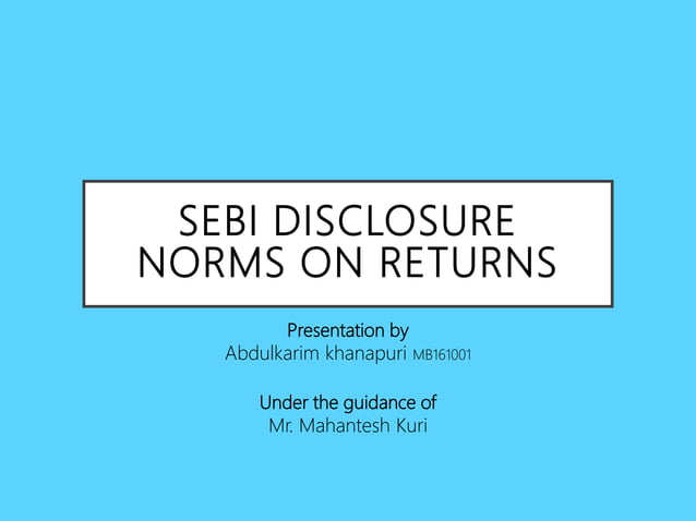 mutual funds Sebi disclosure norms on returns | PPTX | Mutual Funds ...