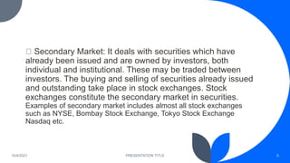 Presentation on securities market | PPTX