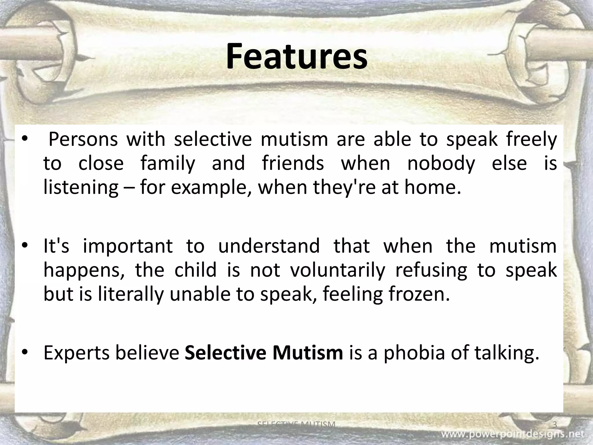 Presentation on selective mutism | PPTX