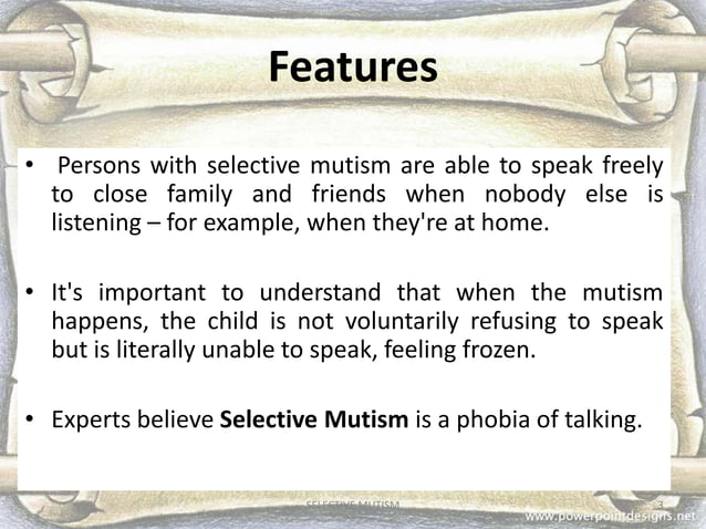 Presentation on selective mutism | PPTX | Brain and Nervous System Disorders | Diseases and ...