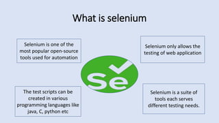 Presentation On Selenium testing and its parts | PPT
