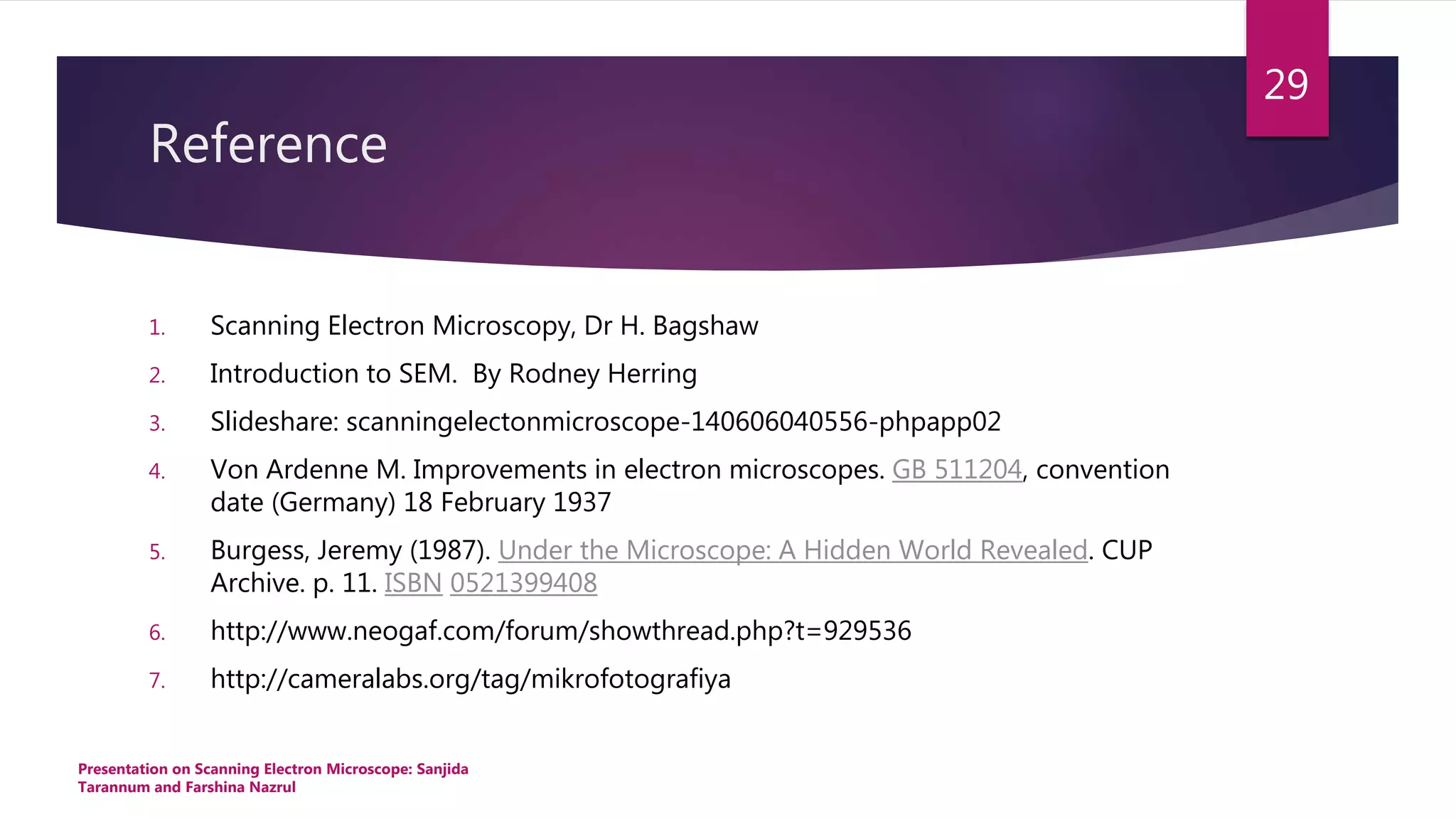 Presentation on SEM (Scanning Electron Microscope) | PPTX