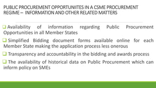 The CSME Public Procurement Regime: Opportunities and Challenges for ...
