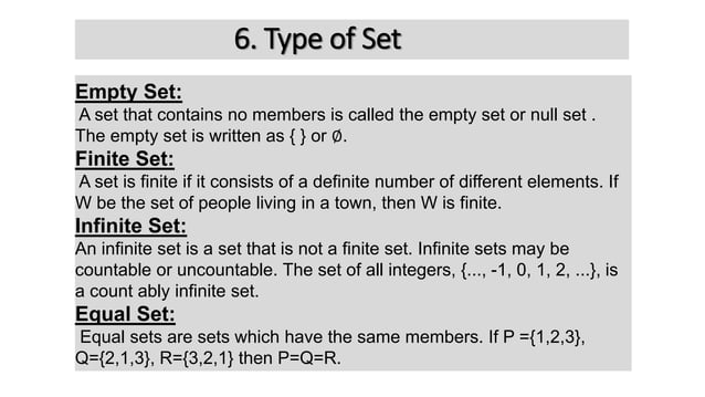 Presentation on set in discrete mathe | PPTX | Physics | Science