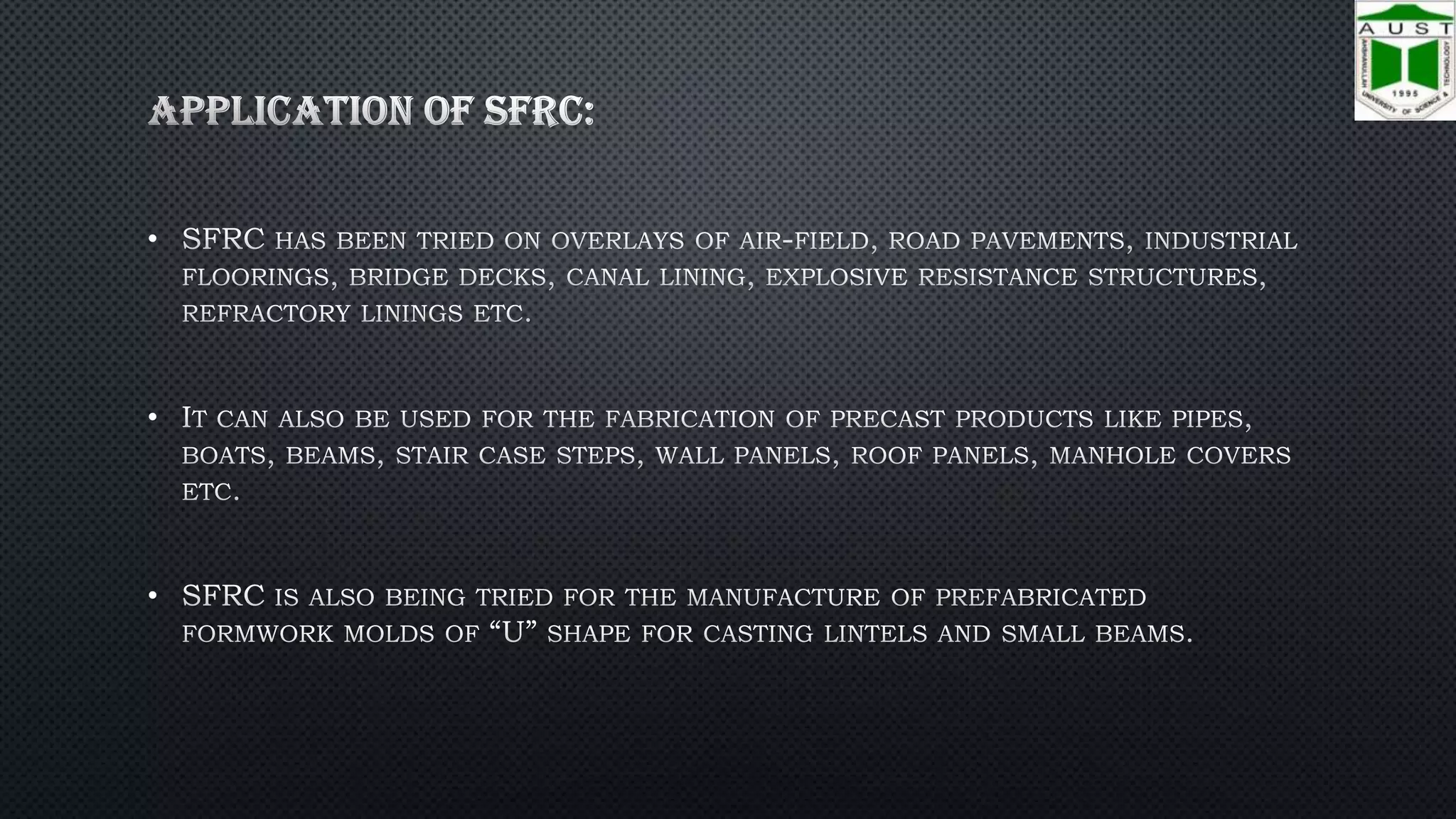 Introduction to Steel Fiber Reinforced Concrete (SFRC) | PPTX
