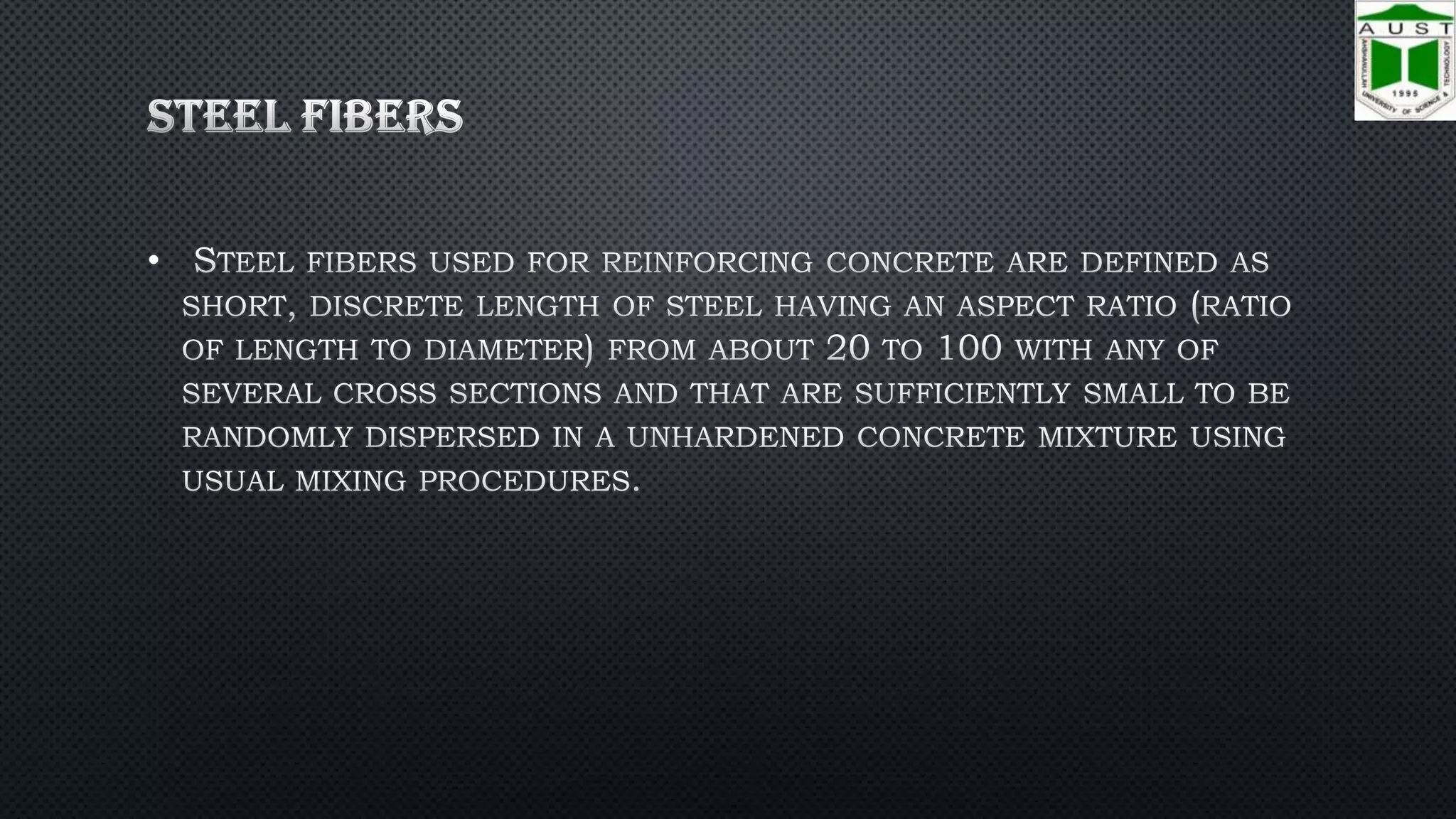 Introduction to Steel Fiber Reinforced Concrete (SFRC) | PPTX