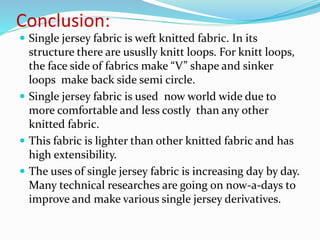 Presentation on single jersey fabrics | PDF