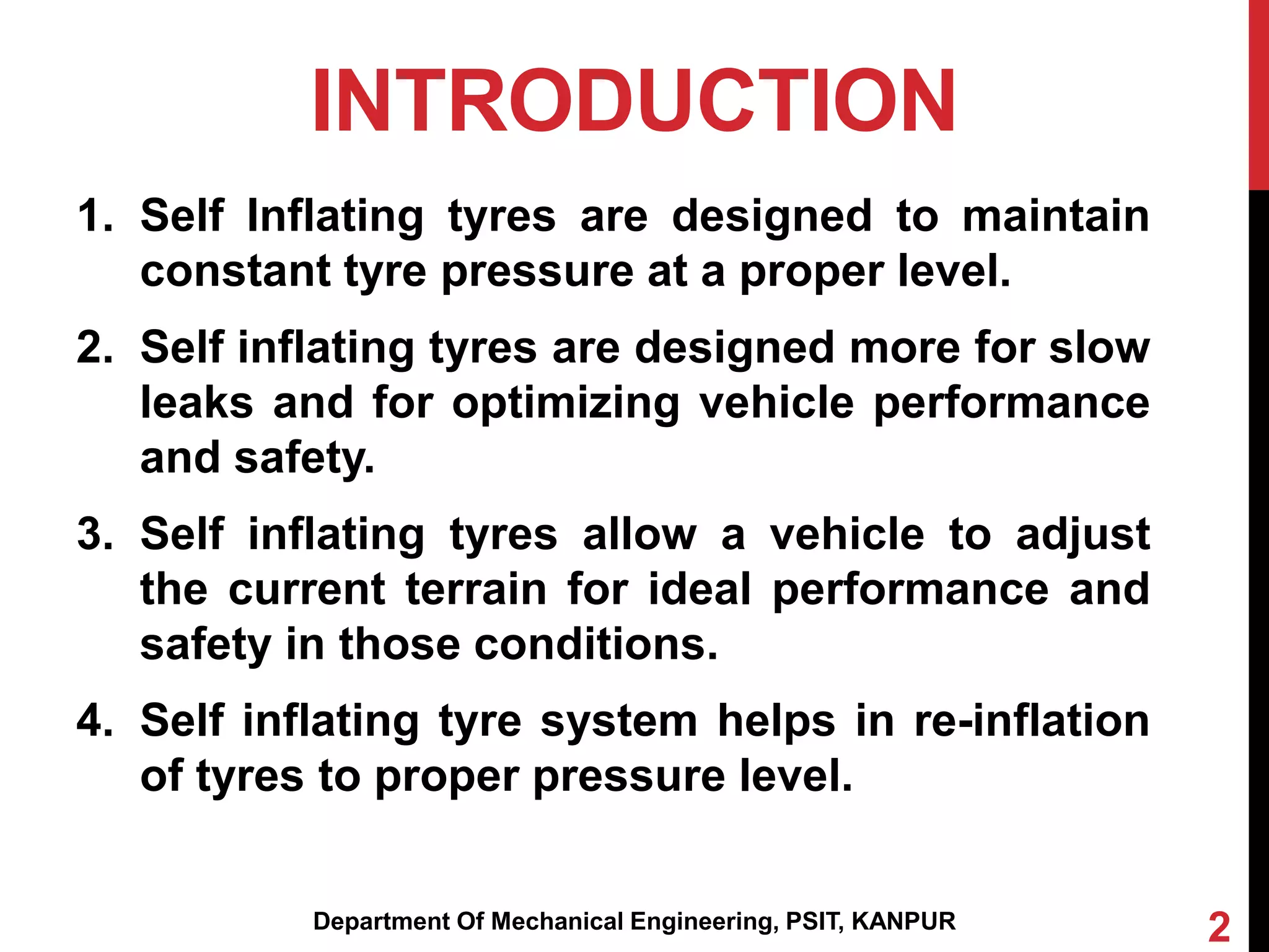 Presentation on Self-inflating Tyres | PPTX