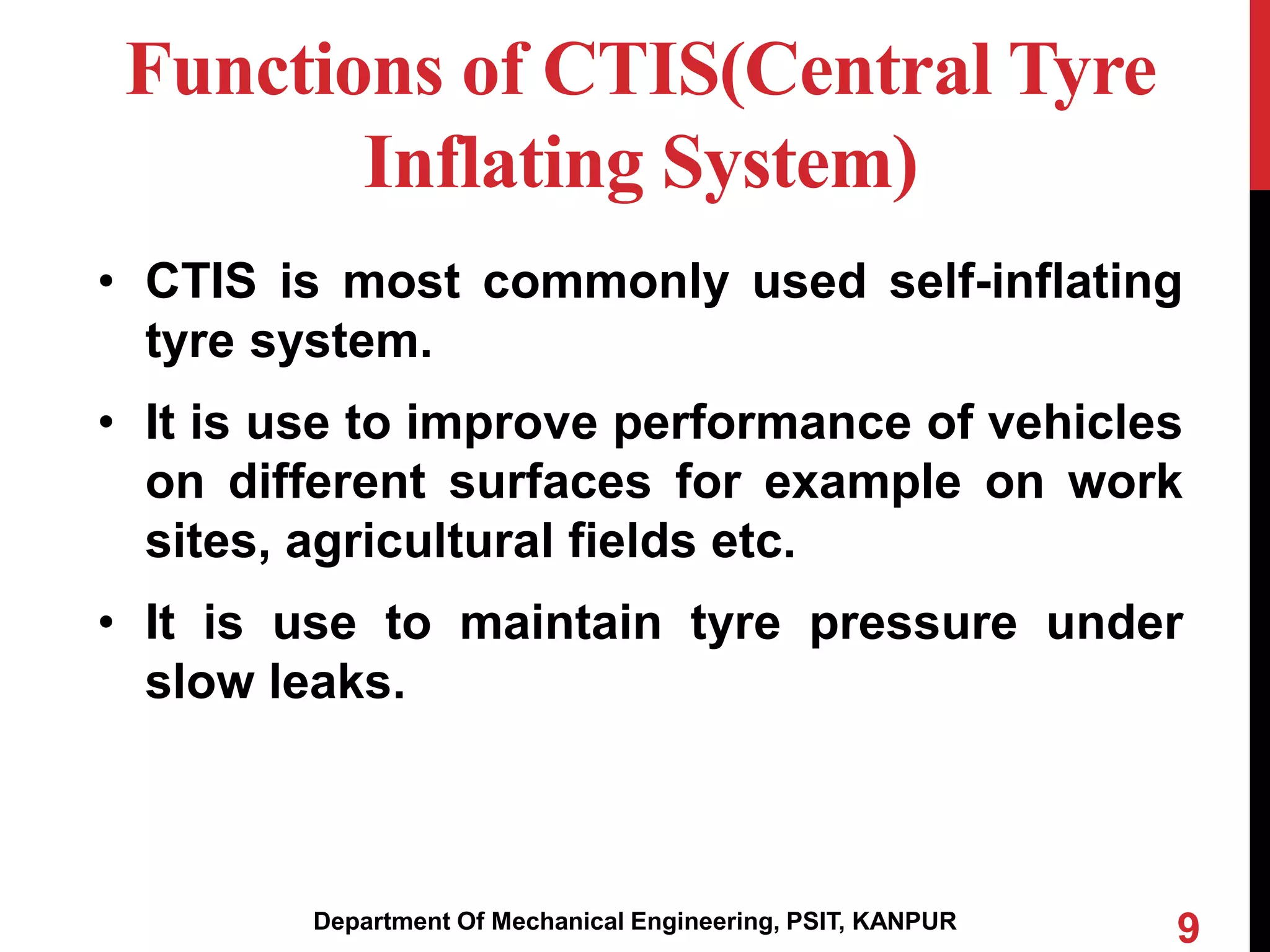 Presentation on Self-inflating Tyres | PPTX