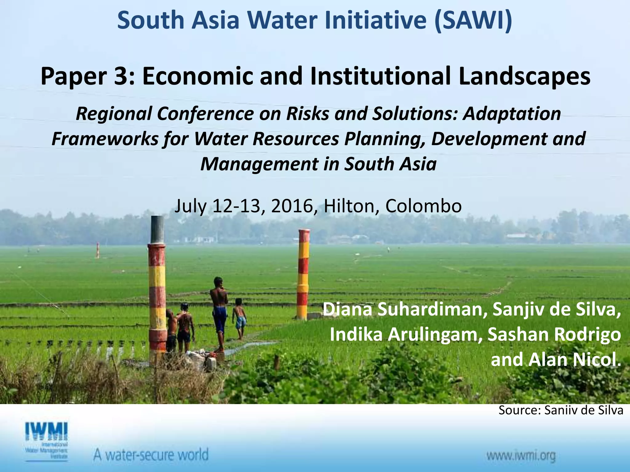 South Asia Water Initiative (SAWI) - Economic and Institutional ...