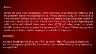 Presentation on slang, jargon & tabbo words used in Bangla language | PPT
