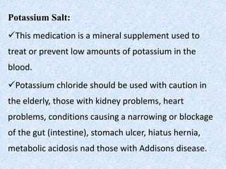 Presentation on sodium salt & potassium salt | PPTX