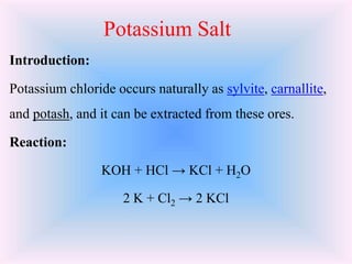 Presentation on sodium salt & potassium salt | PPTX