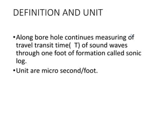 Presentation on sonic log | PPTX