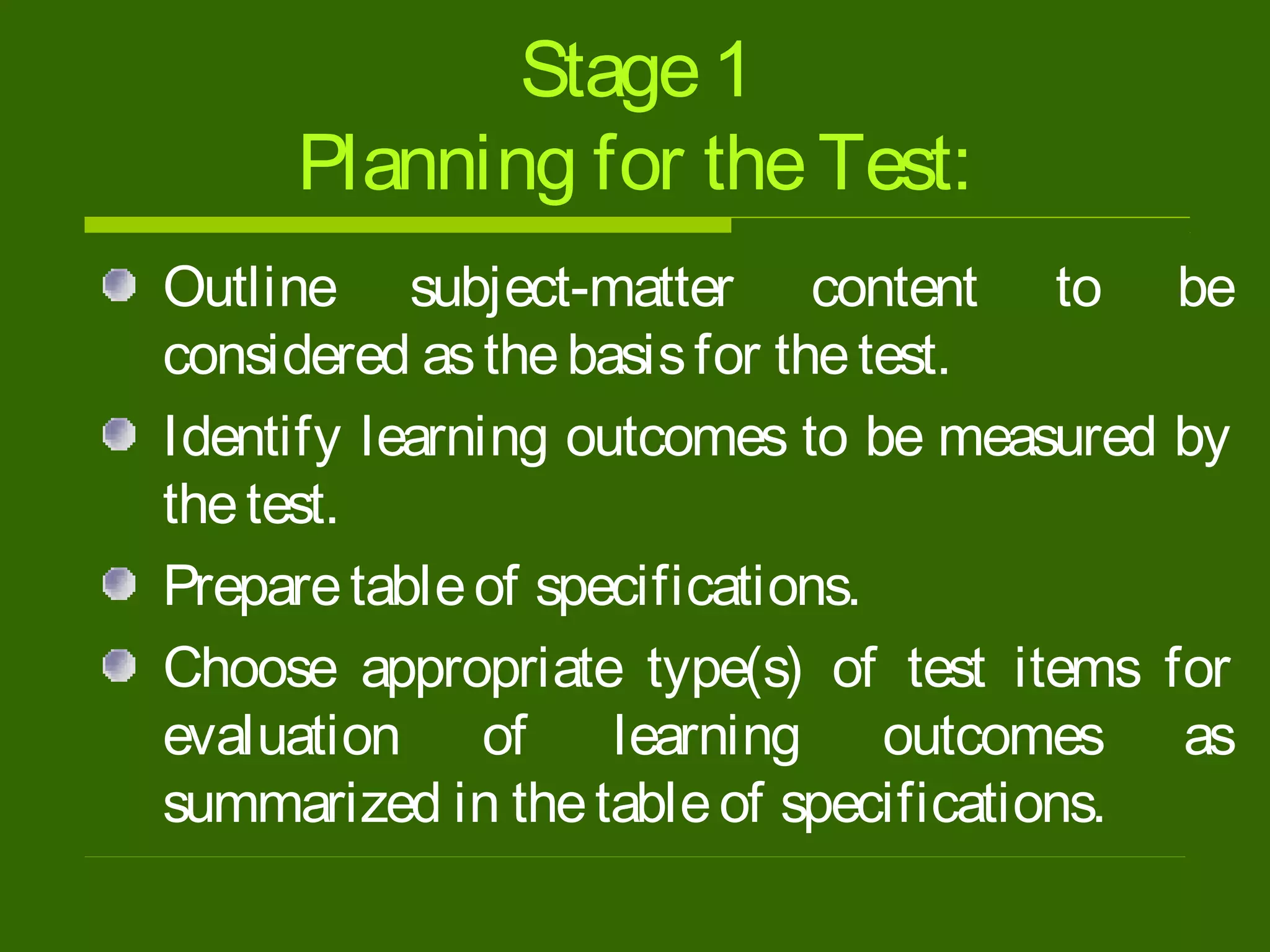 stages of test construction | PPT