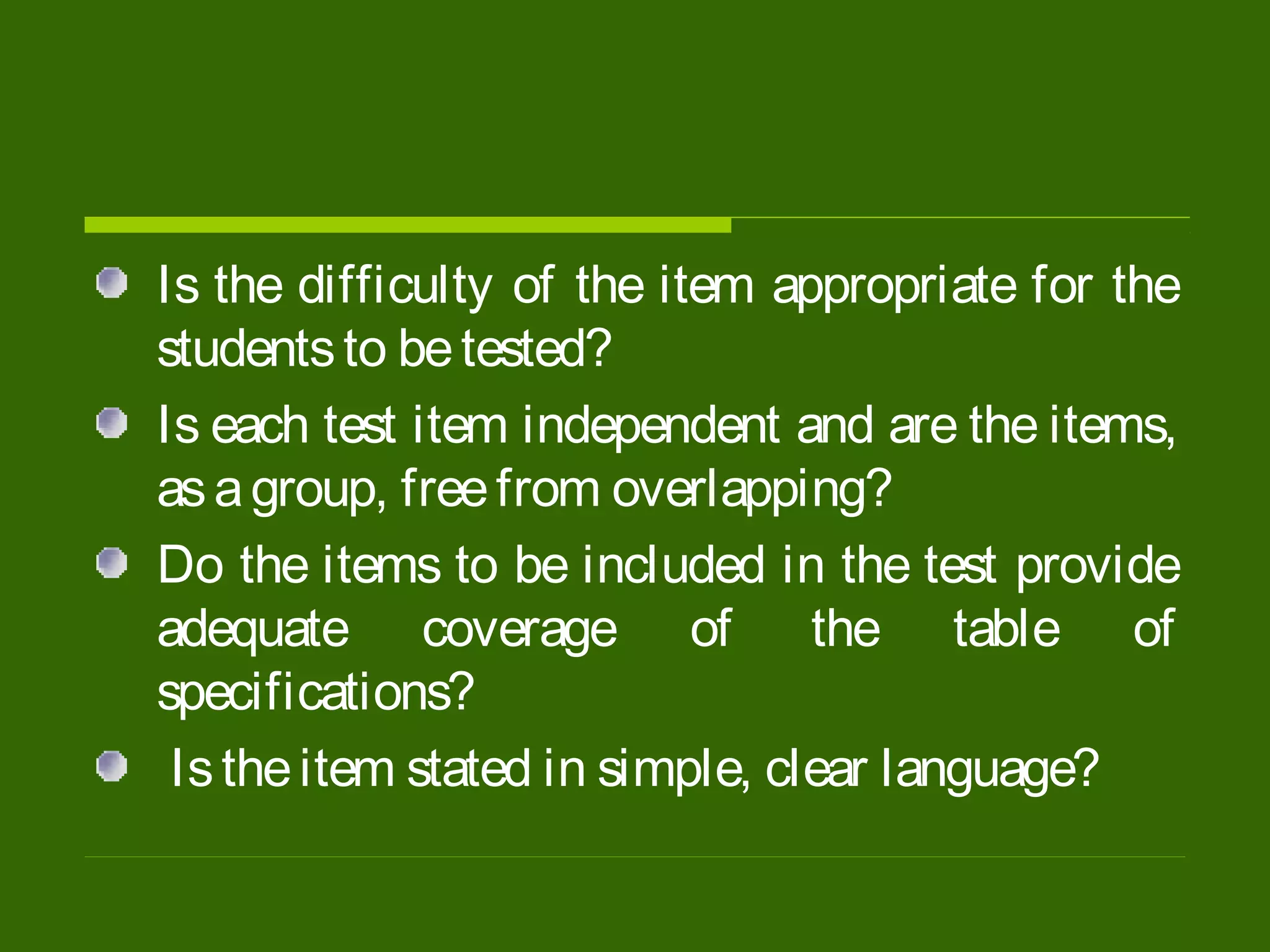 stages of test construction | PPT