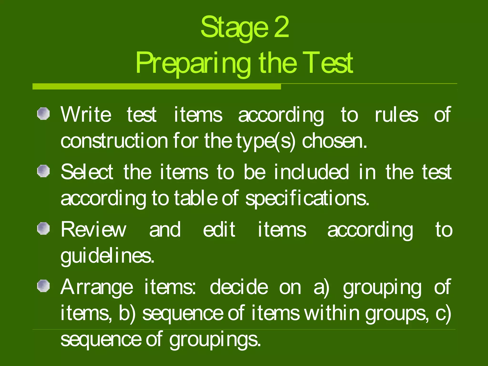 stages of test construction | PPT