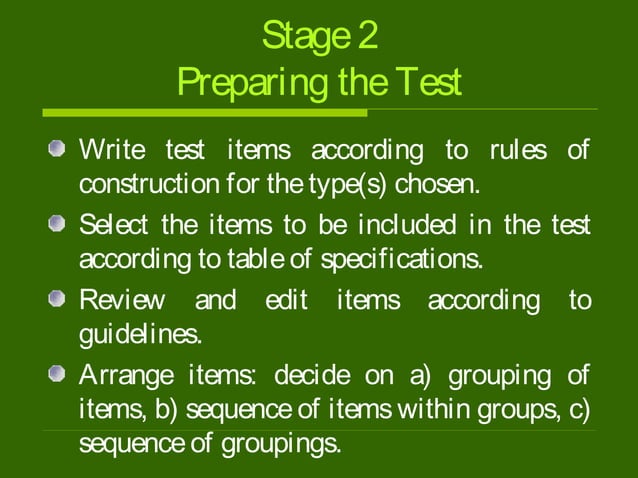 stages of test construction | PPT