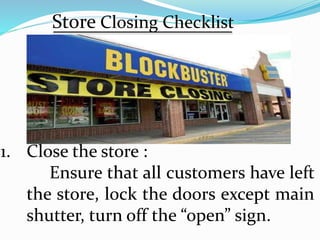 Presentation on 'Store Opening and Closing Checklist' | PPTX