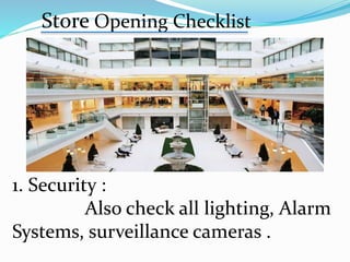 Presentation on 'Store Opening and Closing Checklist' | PPTX