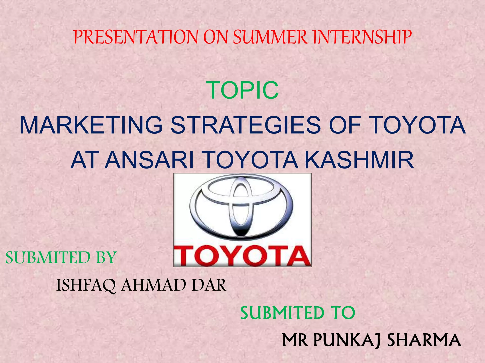 Presentation on summer internship | PPTX