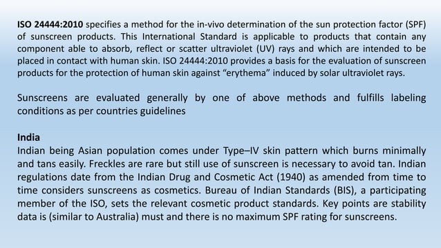 sunprotection, sunscreen classification and regulatory aspects | PPTX