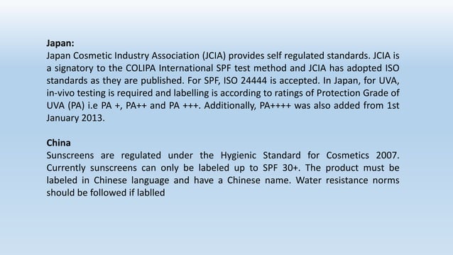 sunprotection, sunscreen classification and regulatory aspects | PPTX