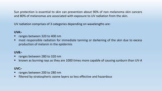 sunprotection, sunscreen classification and regulatory aspects | PPTX